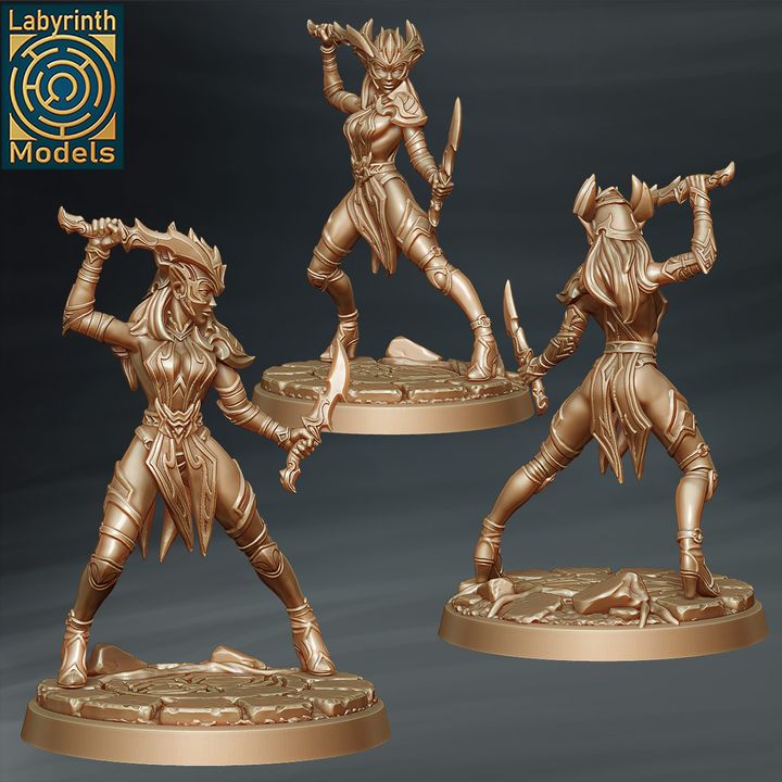 3D Printable Dark Elf Black Widows (Remastered) - 32mm scale by Labyrinth Models